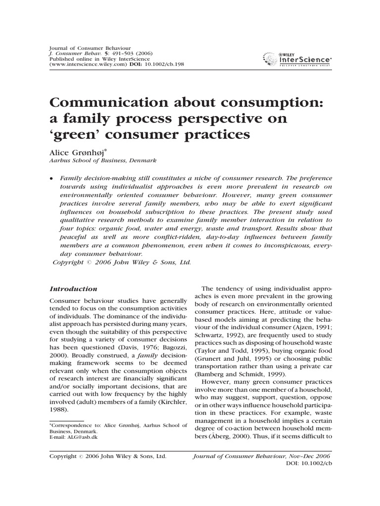 J of Consumer Behaviour - 2006 - GR NH J - Communication About Consumption A Family Process ...