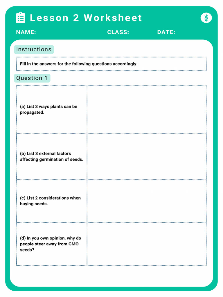 TKGS Lesson 2 Worksheet | PDF