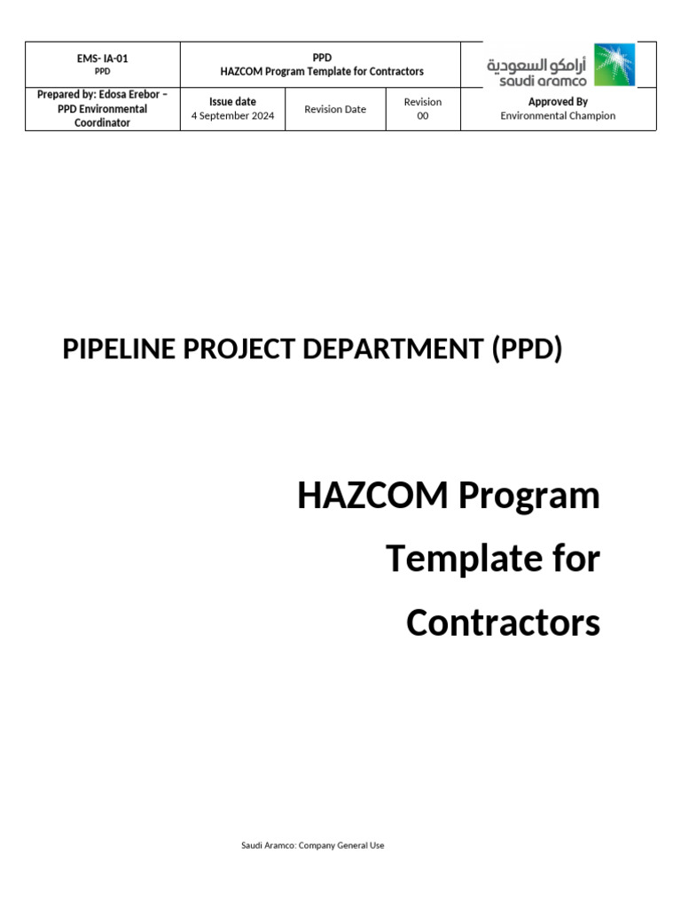 PPD HAZCOM Program Template. | PDF