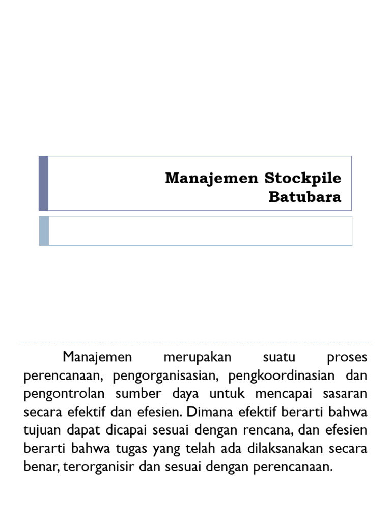 Manajemen Stockpile | PDF