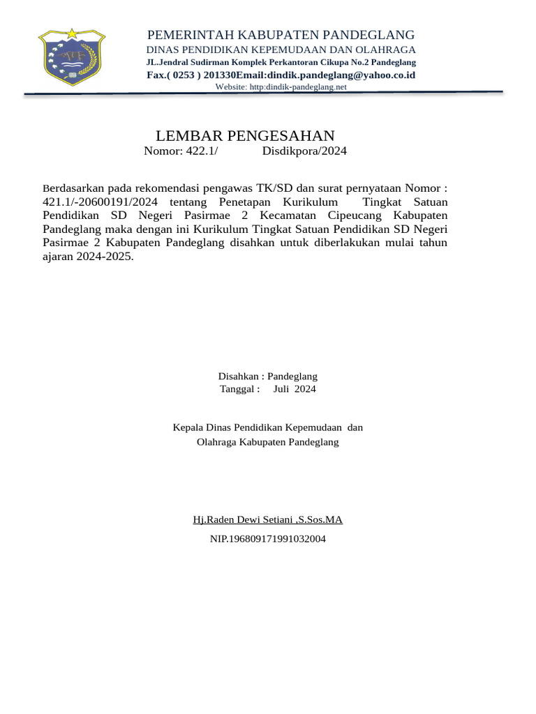 Lembar Pengesahan Kosp | PDF