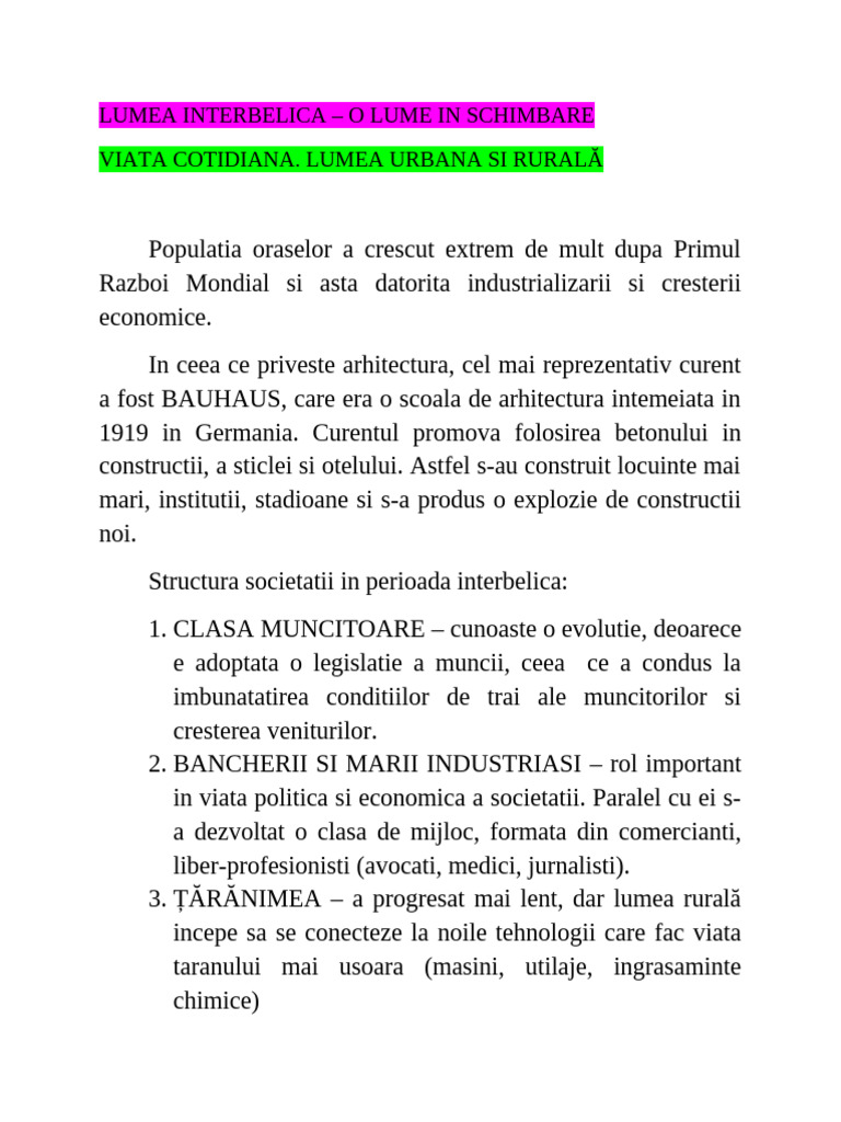 Lumea Interbelica | PDF