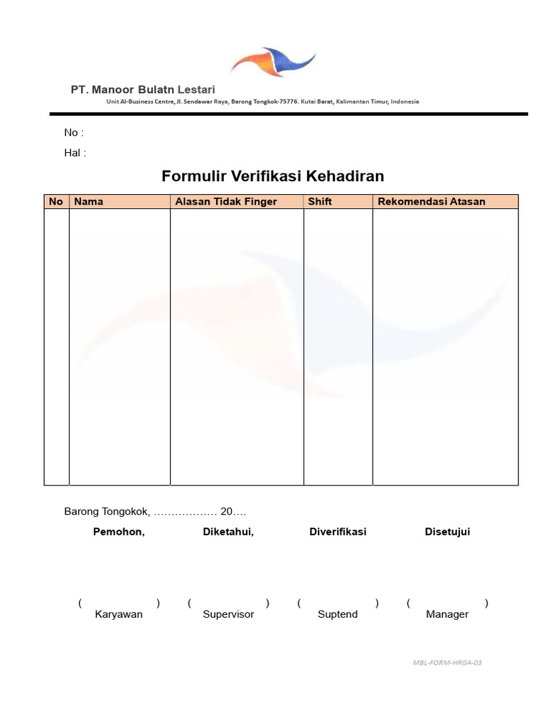 Form Verifikasi Kehadiran | PDF