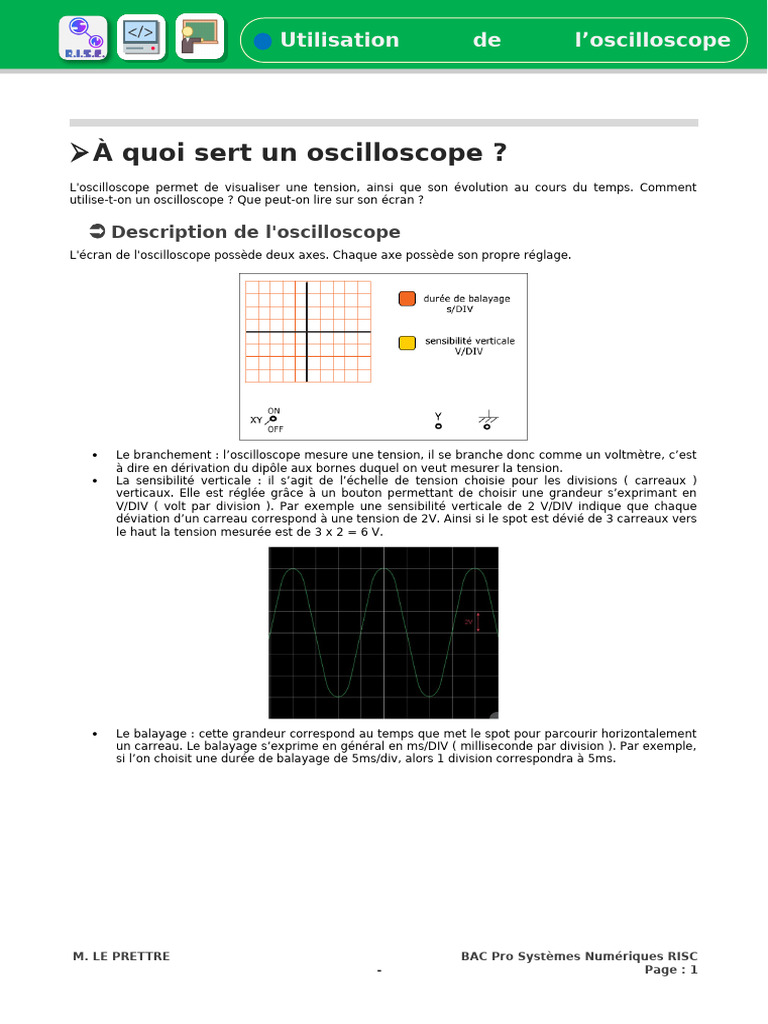 Utilisation de L'oscilloscope Numérique | PDF