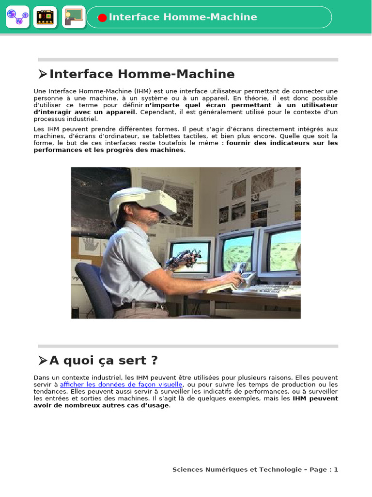 01- Interface Homme-machine | PDF
