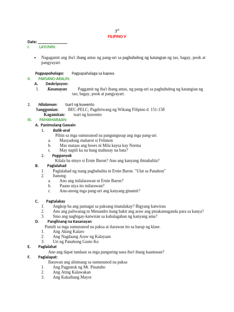 3rd and 4th DLP IN FILIPINO | PDF