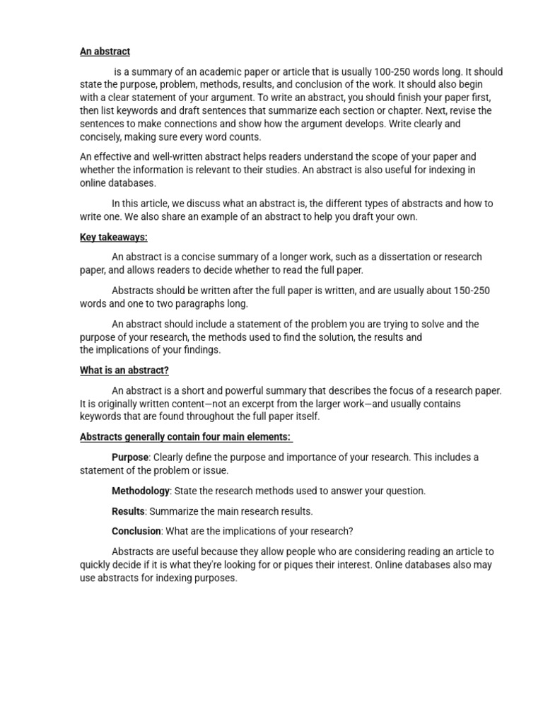 How To Write Abstract | PDF