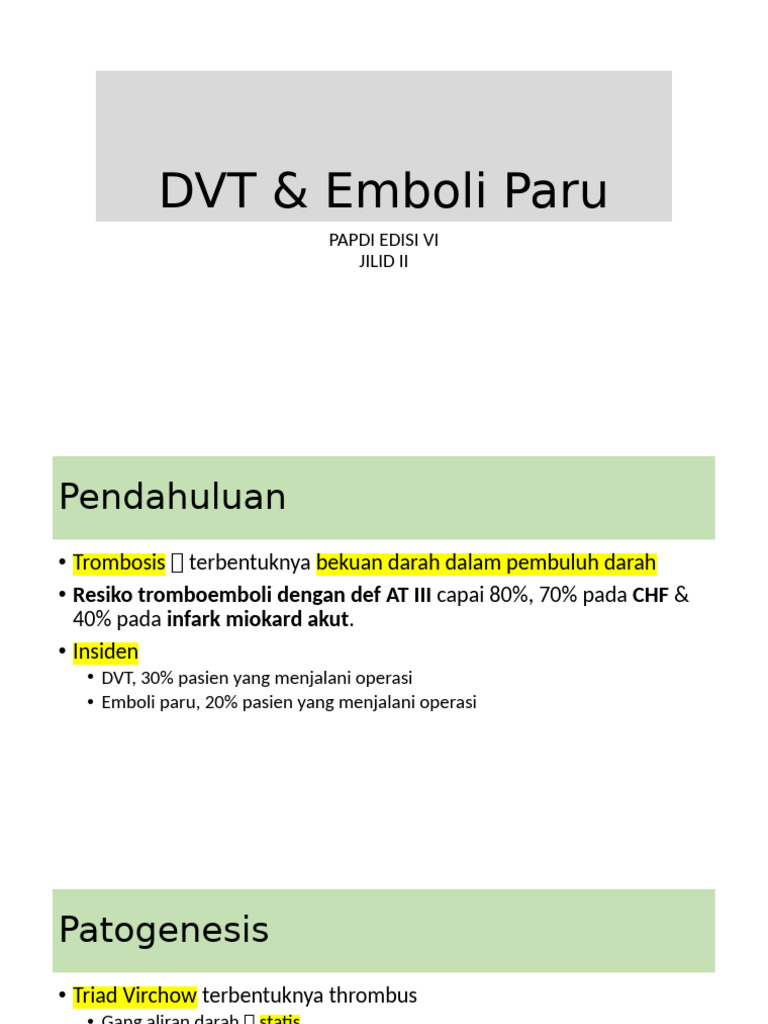 DVT & Emboli Paru | PDF