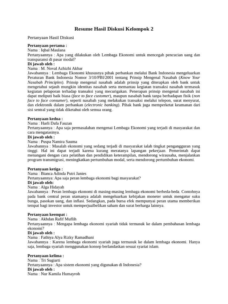 Resume Hasil Diskusi Kelompok 2 | PDF