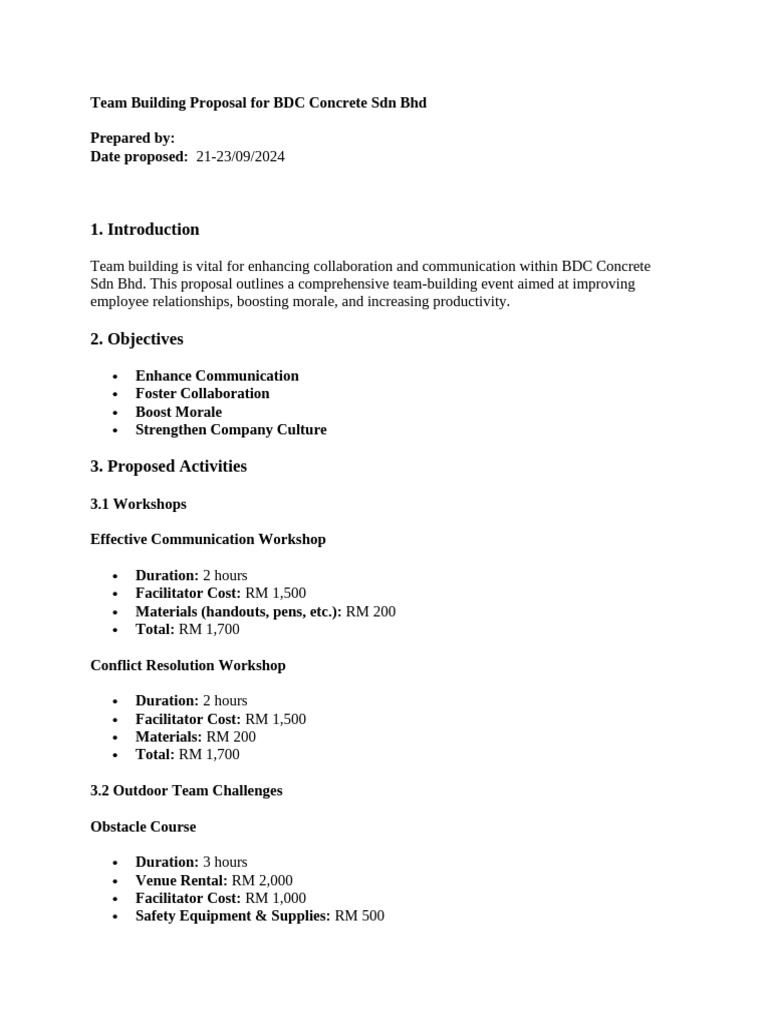 Team Building Proposal | PDF