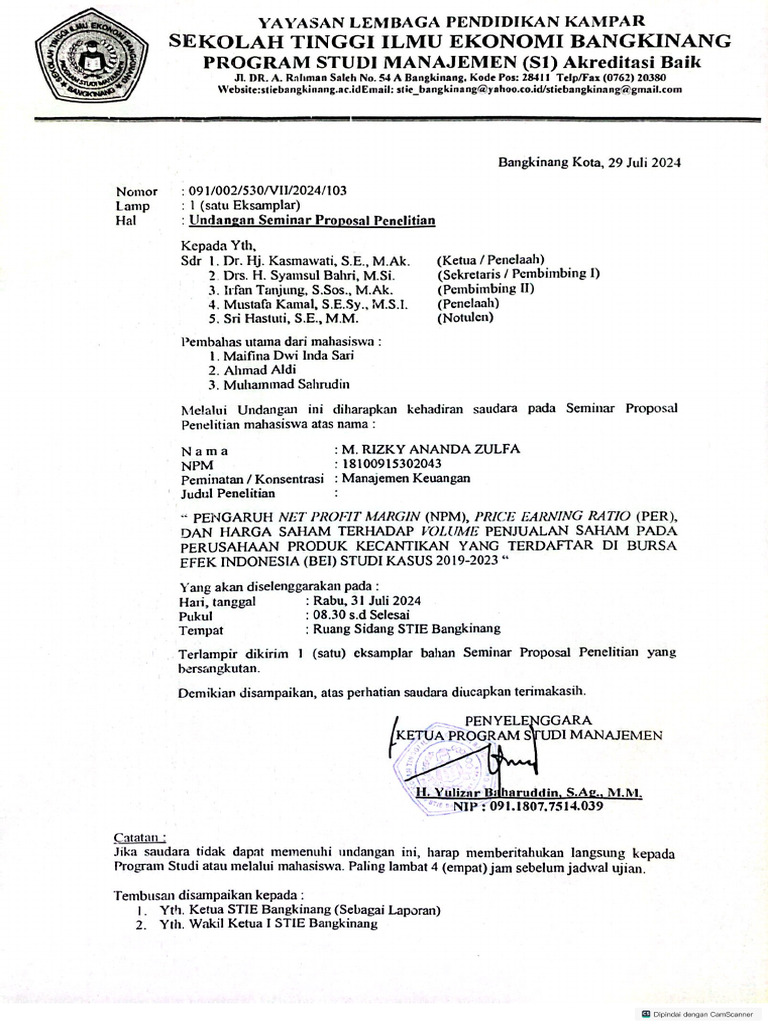 Undangan Sempro An. M. Rizky Ananda Zulf | PDF