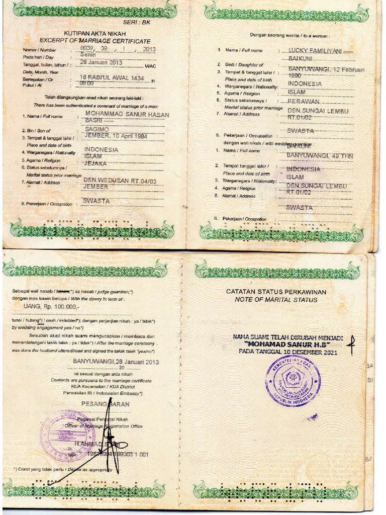 Akta Nikah | PDF
