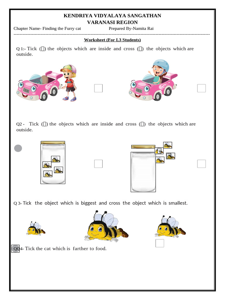 Worksheet for L3 Students Finding the Furry cat () | PDF