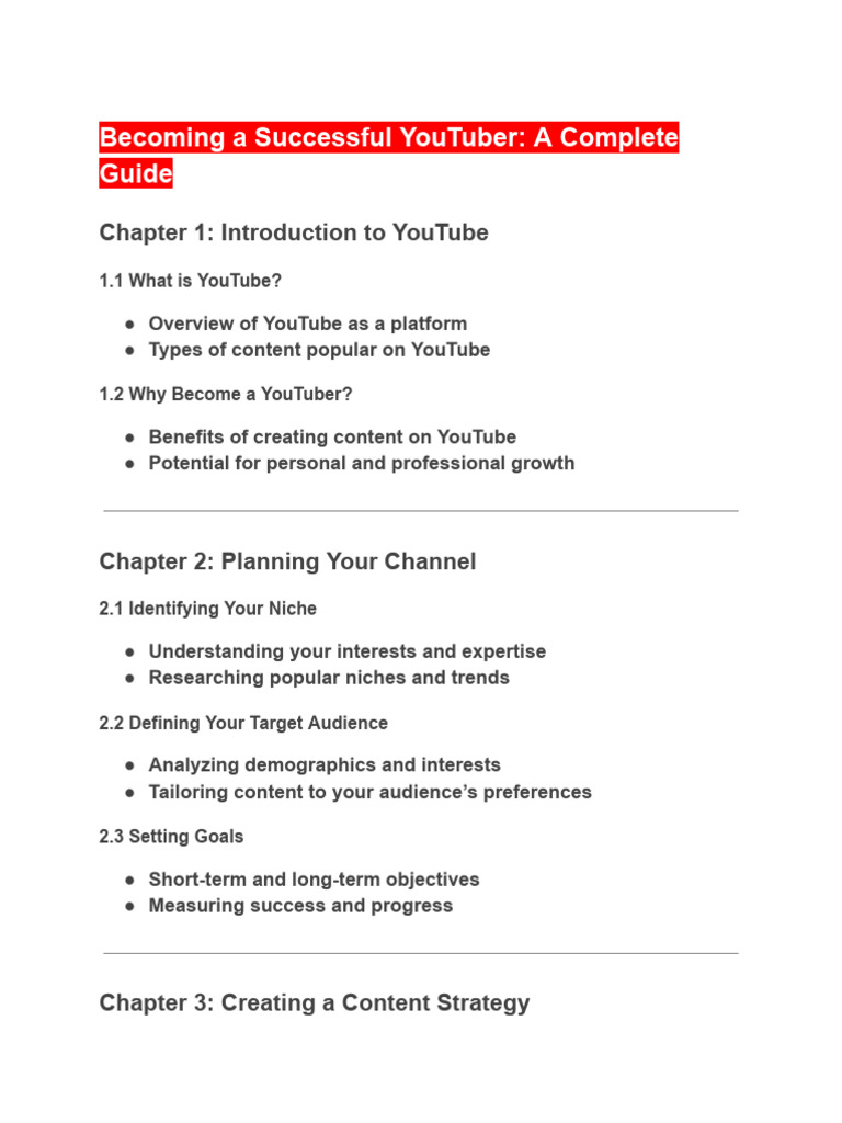 Becoming A Successful YouTuber - A Complete Guide | PDF