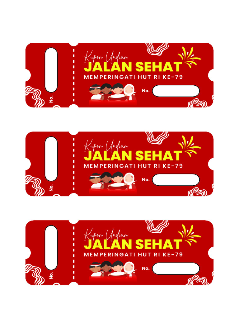 Merah Kuning Modern Ilustratif Kupon Jalan Sehat HUT RI PDF | PDF
