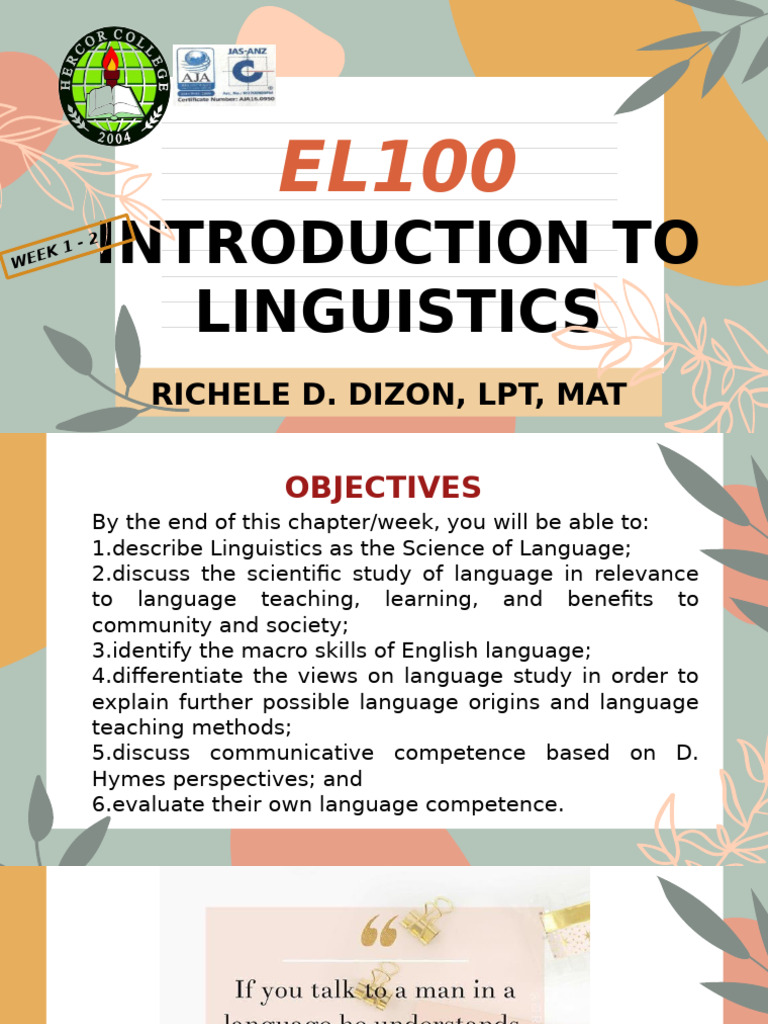 Week 1 2 | PDF | Psychology | Linguistics