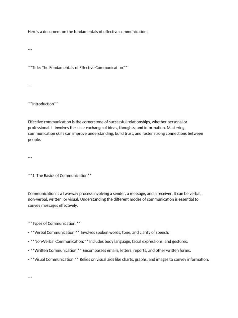 The Fundamentals of Effective Communication | PDF