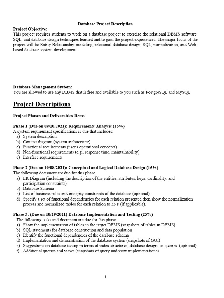 Database Project Description1 | PDF