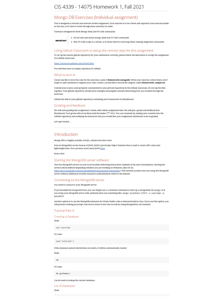 Mongo Assignment | PDF