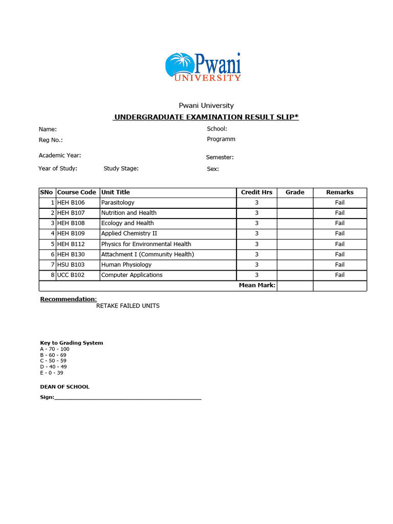 Print Exam Result Slip | PDF