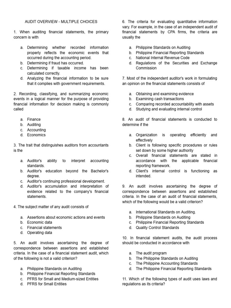 Auditing Theory-Chapter 1-Multiple Choices | PDF