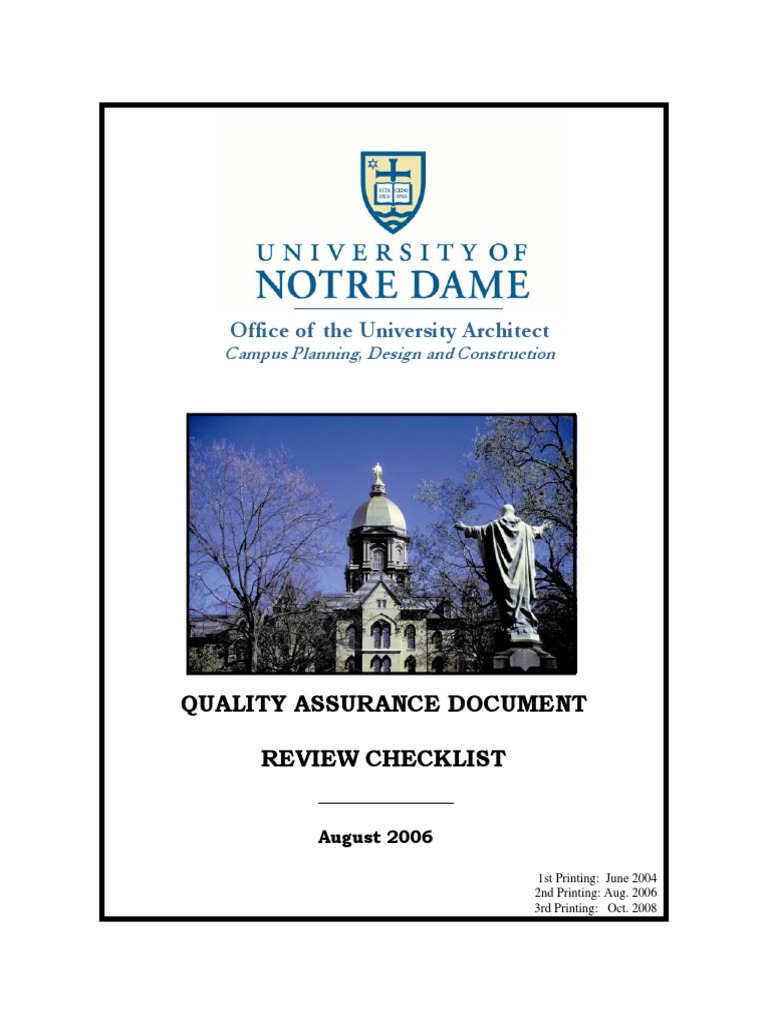 Office of The University Architect: Quality Assurance Document Review ...