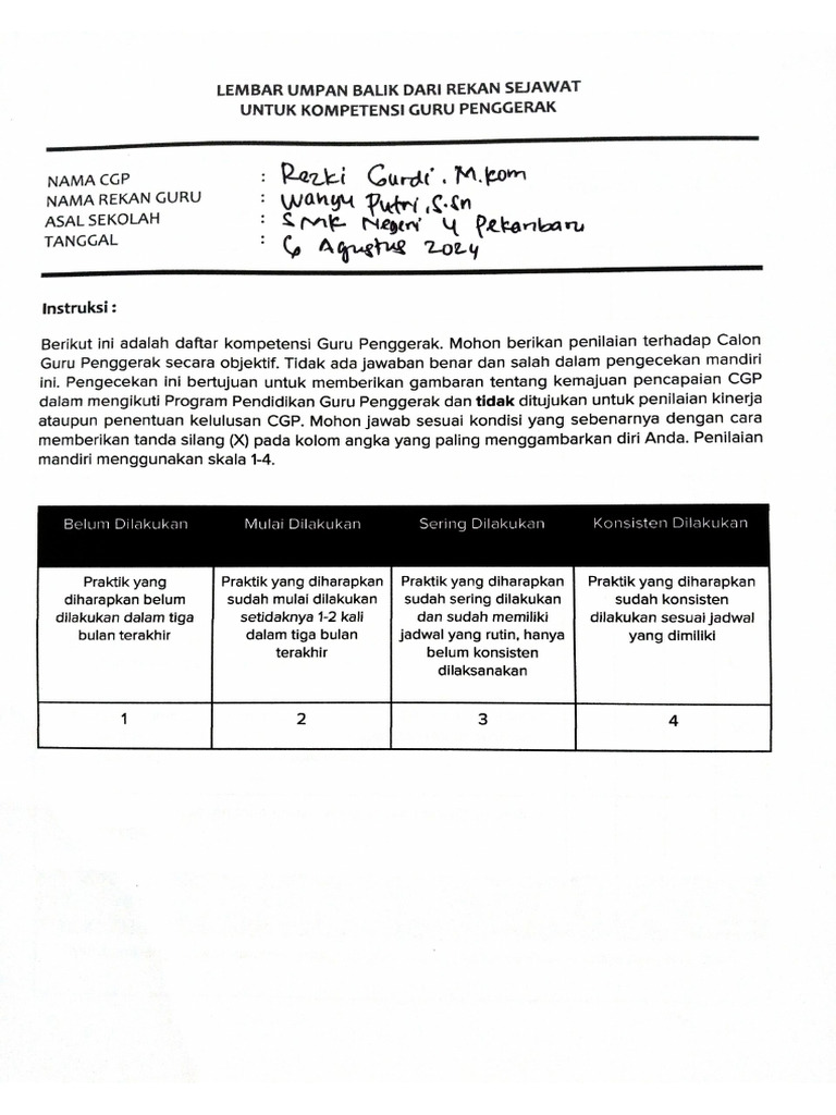 Umpan Balik Rekan Pi2 | PDF