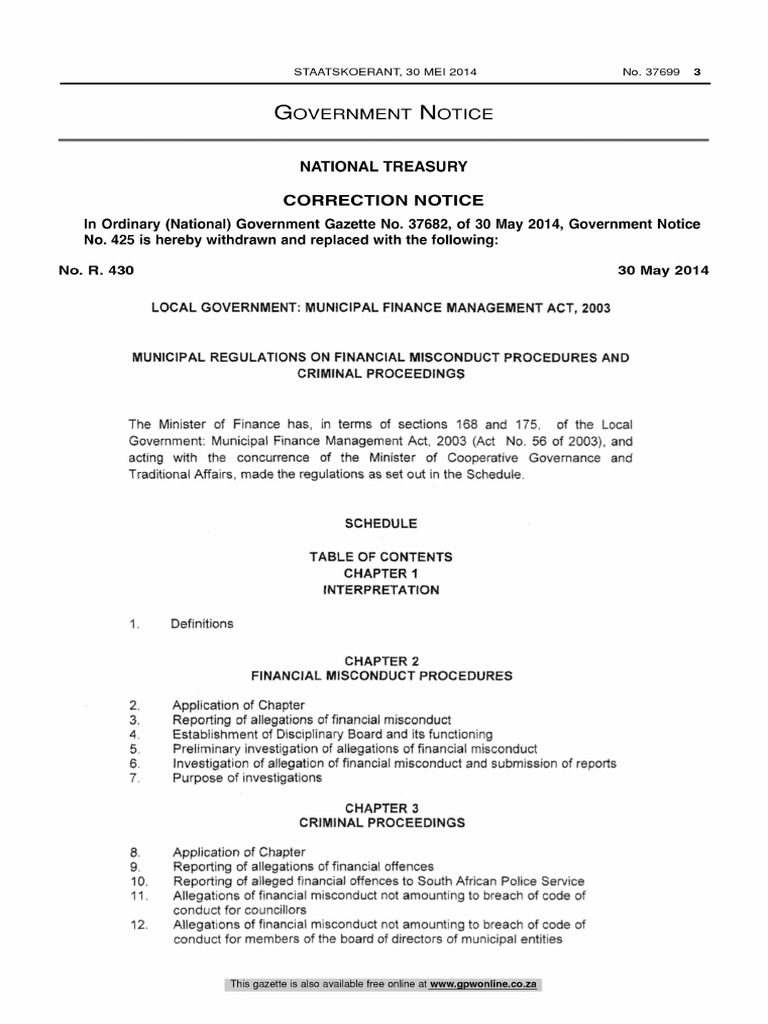 Financial Misconduct Regulations | PDF