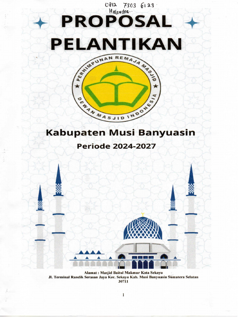 PROPOSALPermohonan Pelantikan PRIMA DMI MUBA | PDF