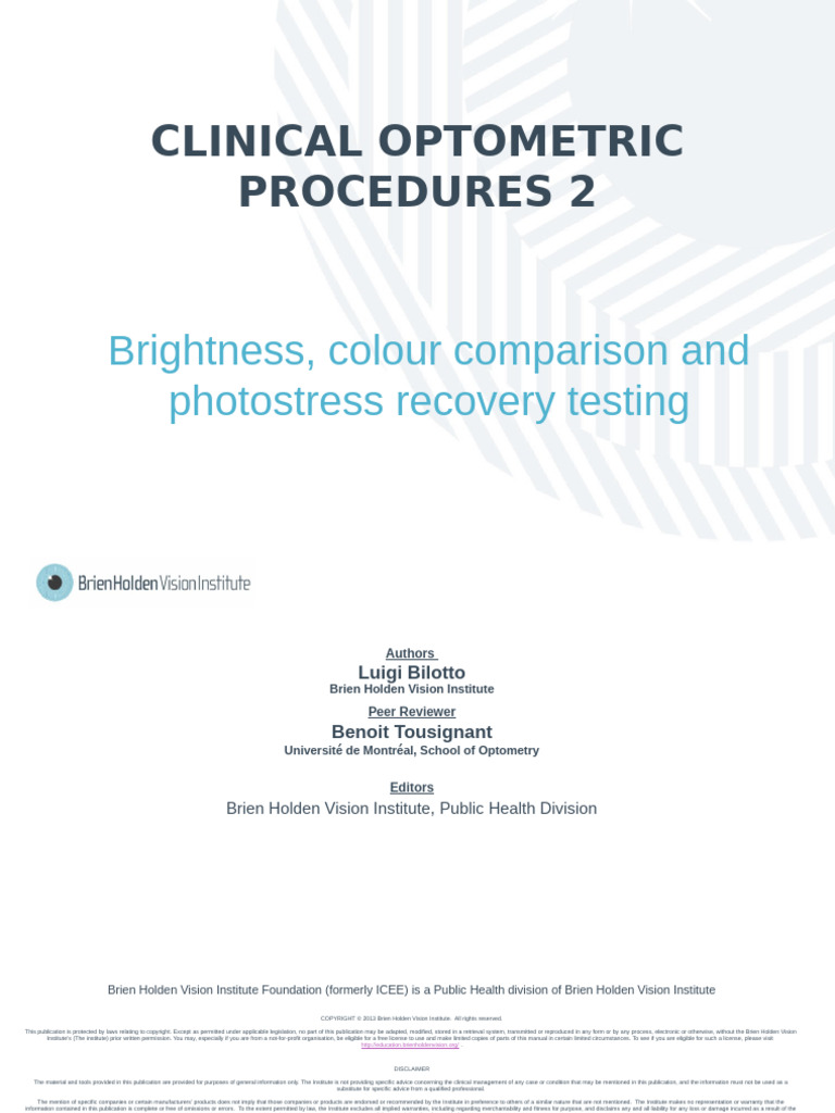 13 Brightness, Color Comparison, Photostress | PDF