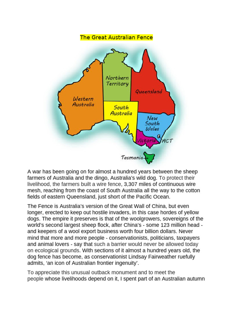 READING PART 1 - The Great Australian Fence-STU | PDF
