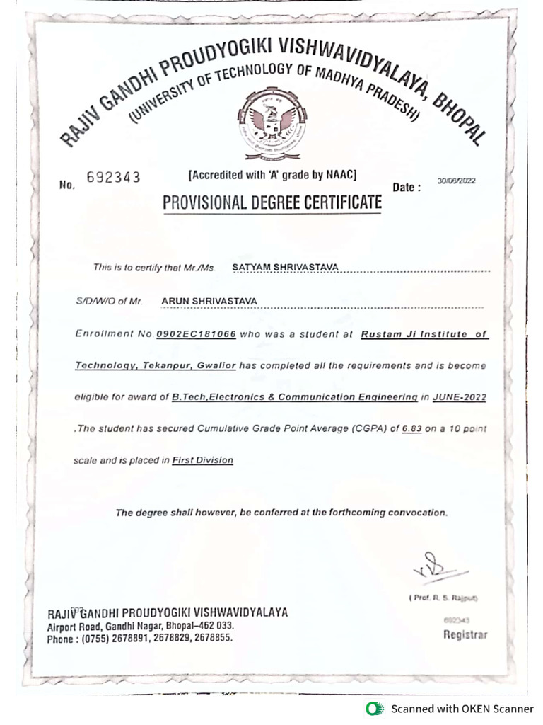 Provisional Degree | PDF