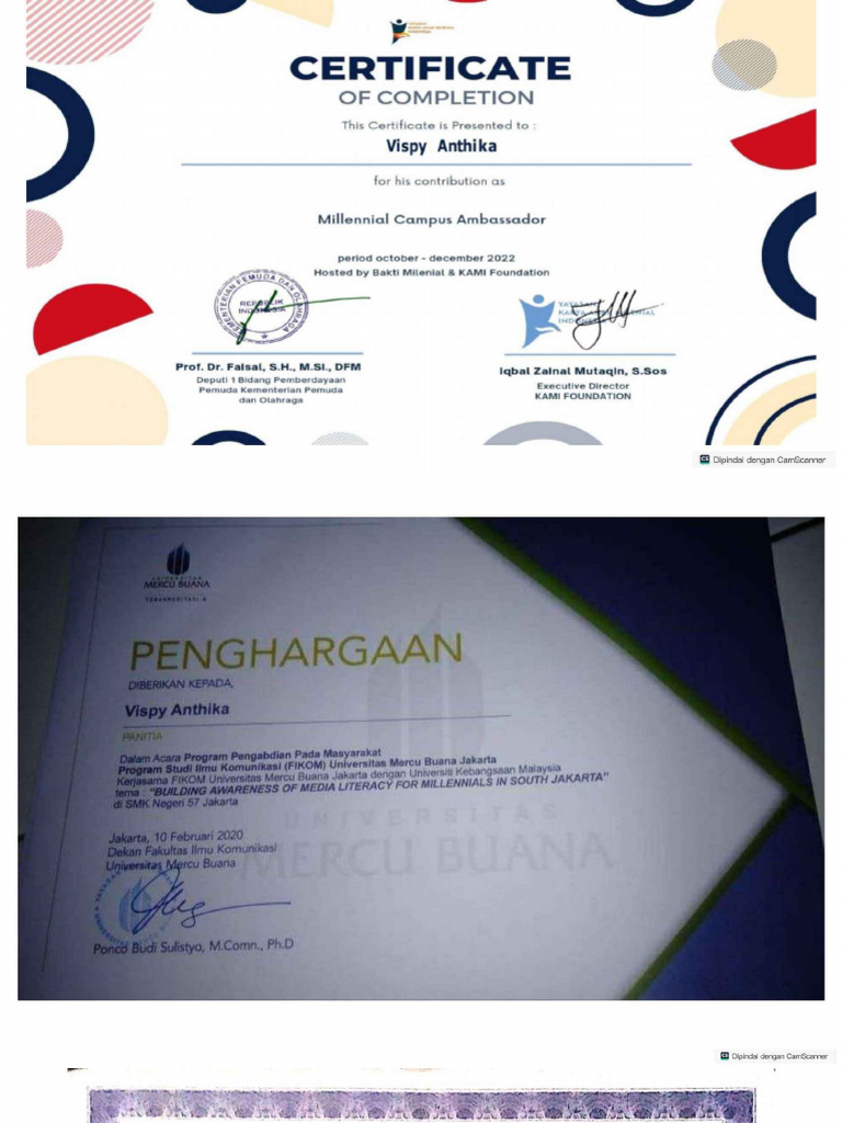 Sertifikat Prestasi (Pengalaman) - Vispy Anthika - 11zon | PDF