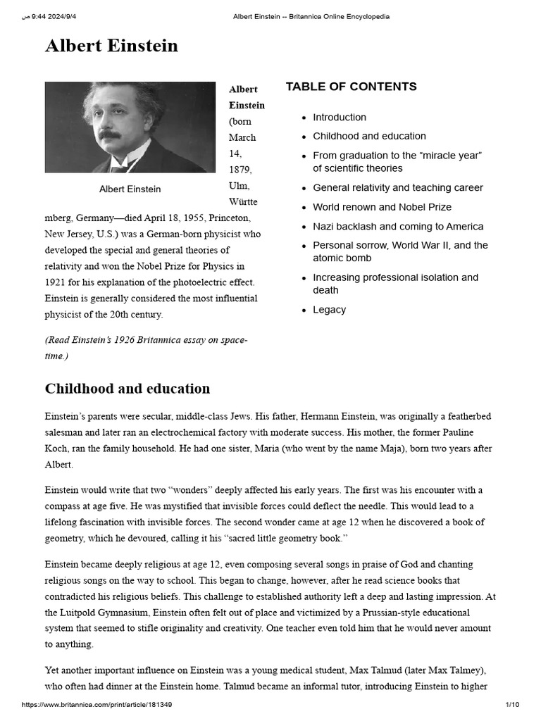Albert Einstein - Britannica Online Encyclopedia | PDF