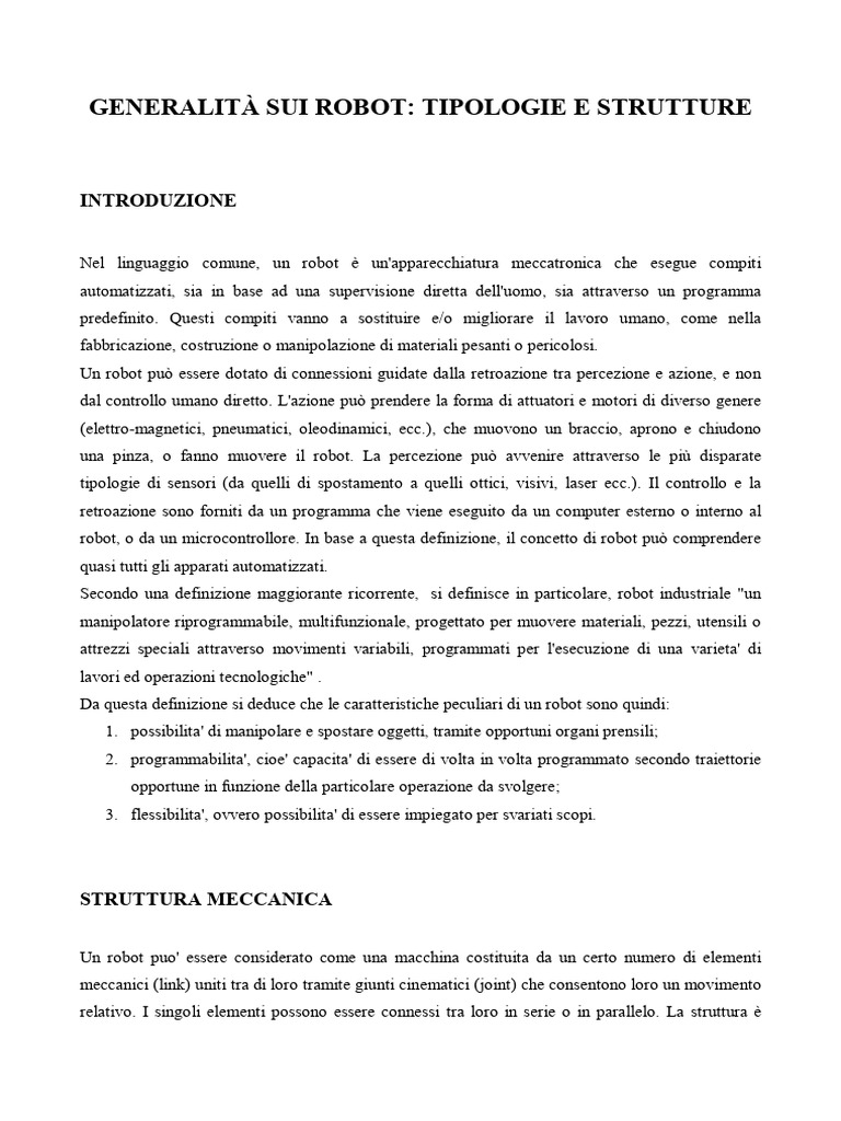 GeneralitÓ Sui Robot | PDF