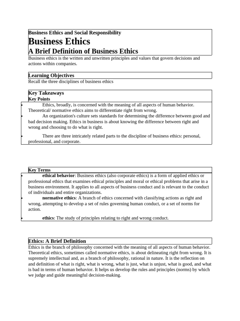 Business Ethics and Social Responsibility | PDF