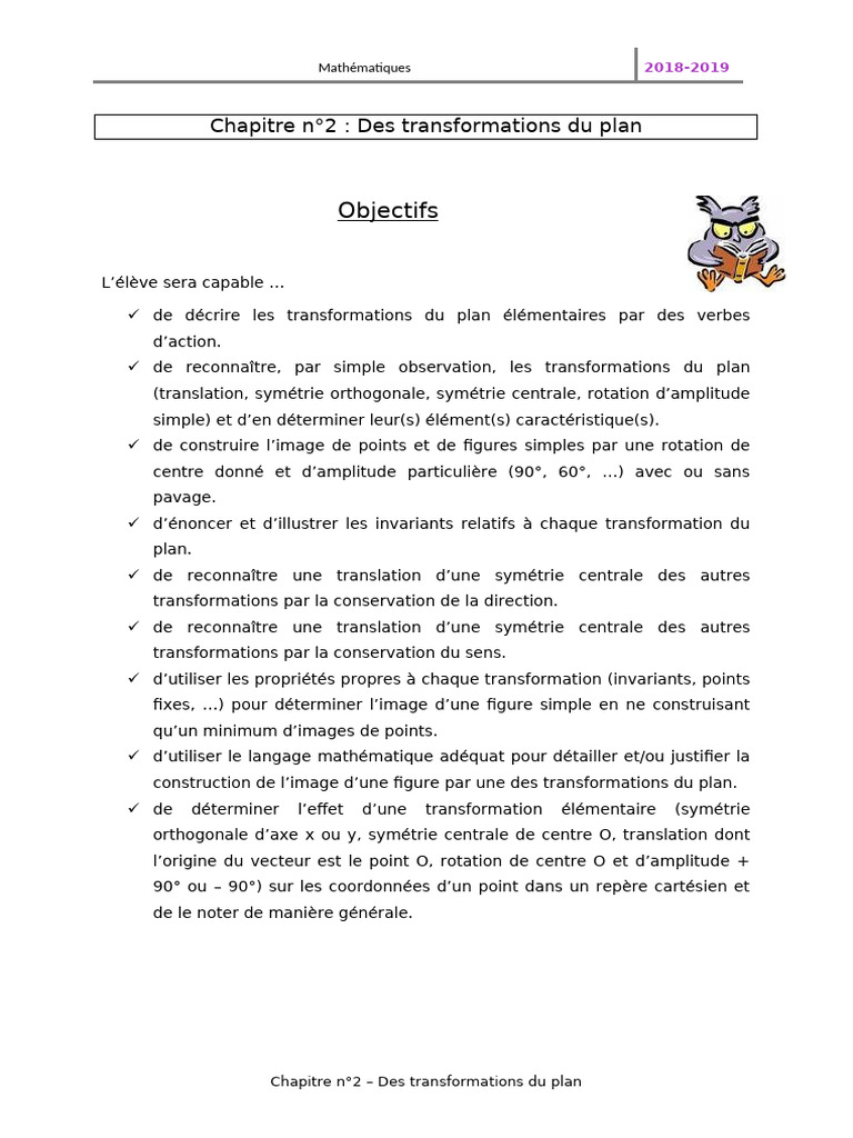 Chapitre 2 (Des Transformations Du Plan) | PDF