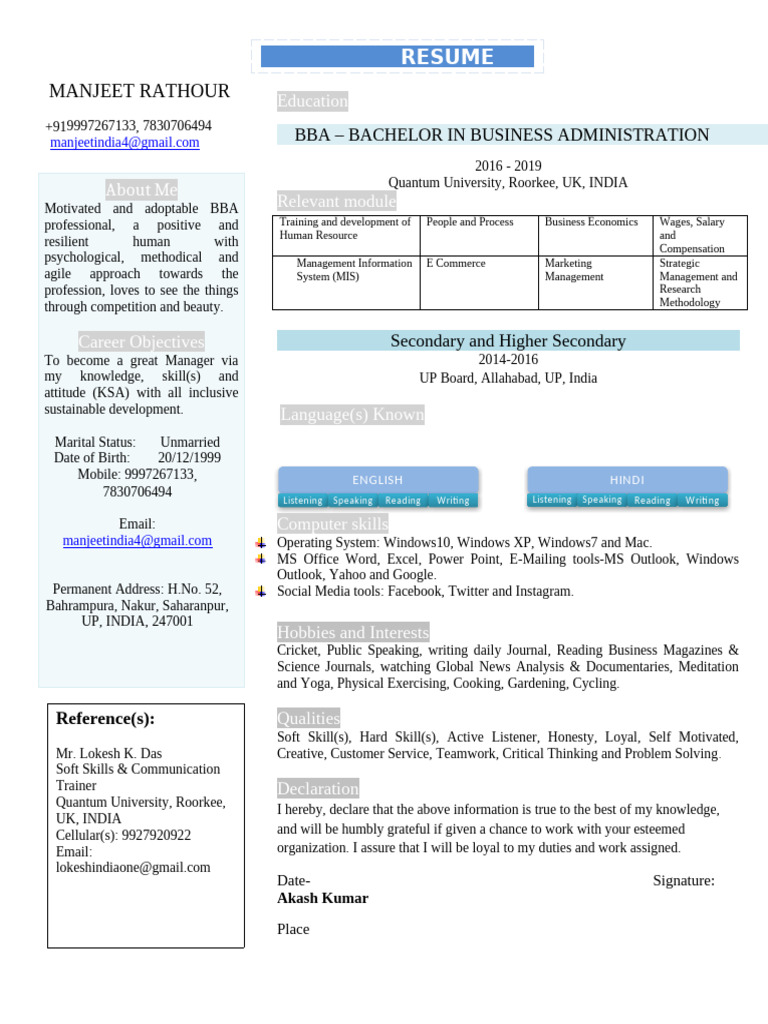Sample Resume 1 | PDF