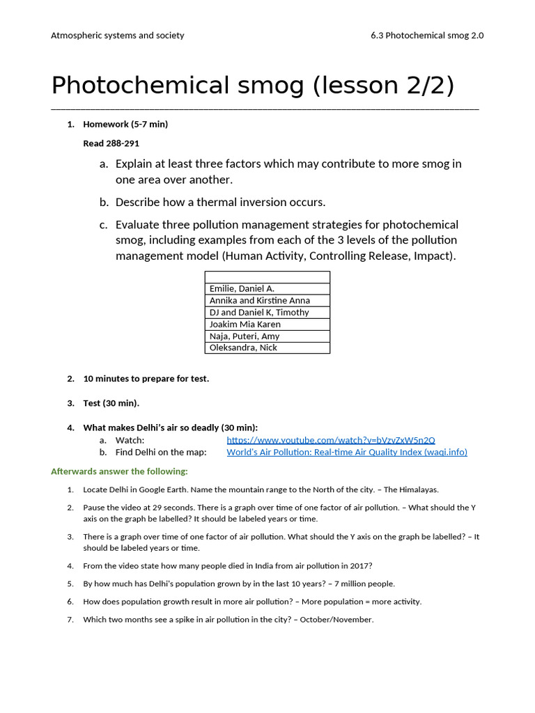 Photochemical Smog | PDF