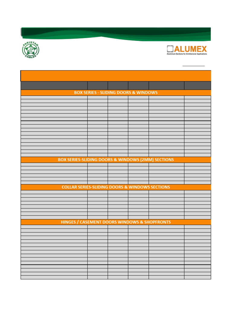 Alumex Price List | PDF