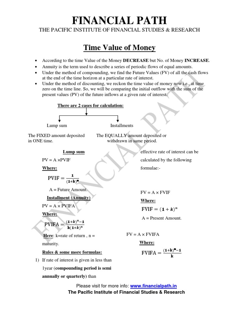 Time Value of Money | PDF | Time Value Of Money | Interest