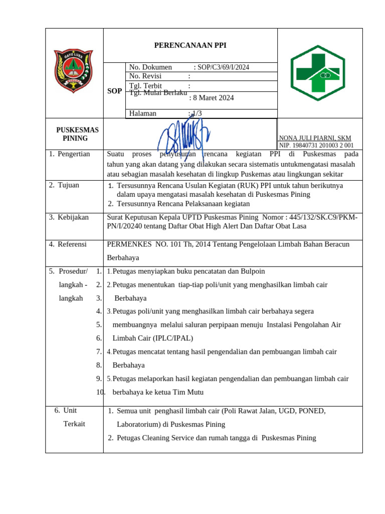 5.5.1 - (A) SOP PELAKSANAAN PPI Benar | PDF