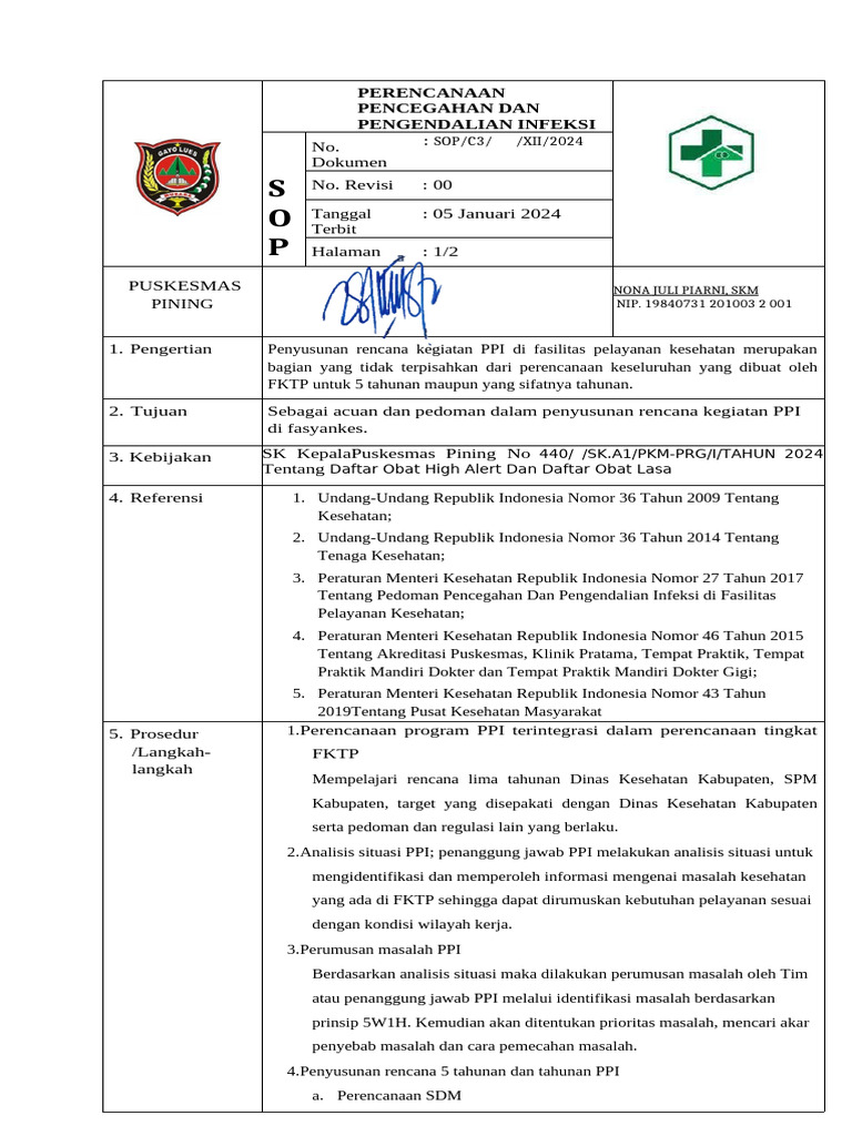 5.5.1. 1 (A) SOP PERENCANAAN PPI | PDF