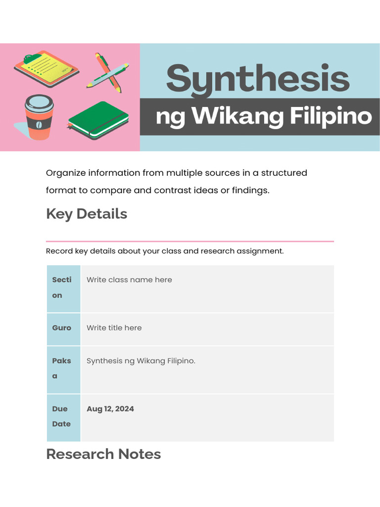 Synthesis Matrix Digital Document in Bright Lively Colourful Style | PDF