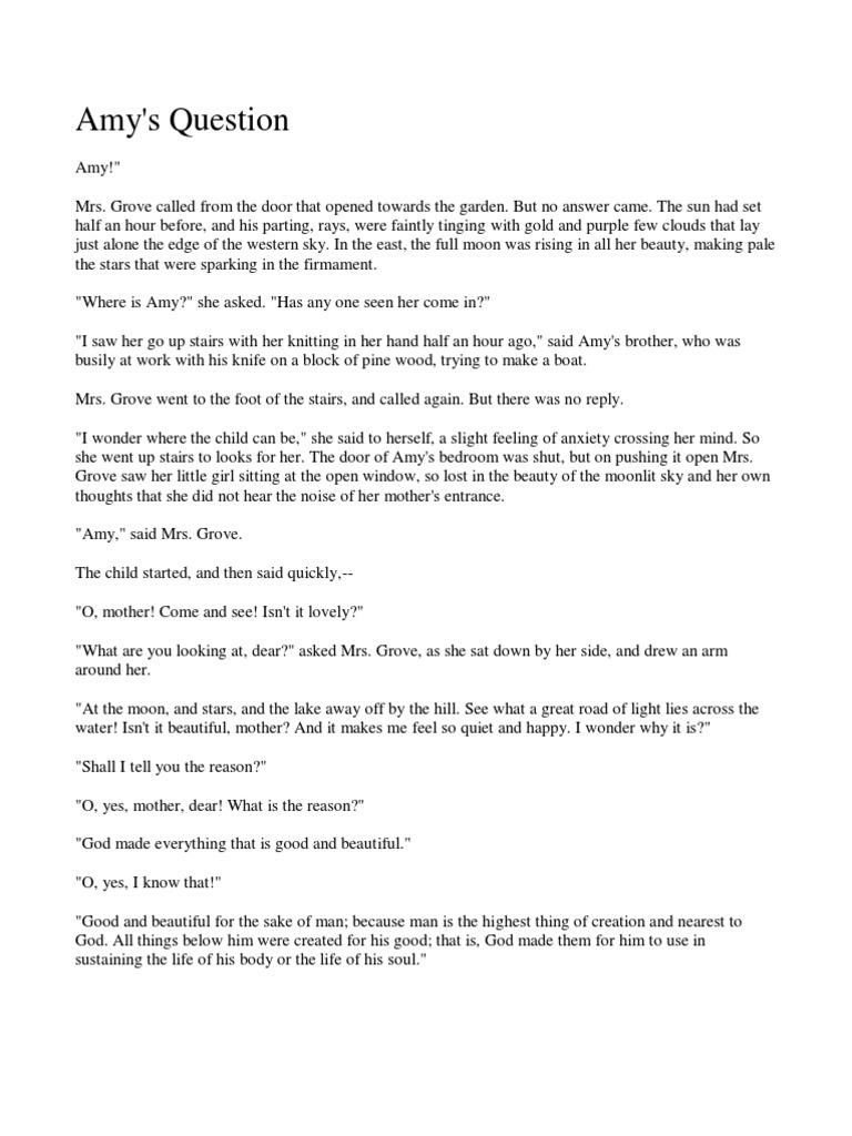 Amy's Question | PDF