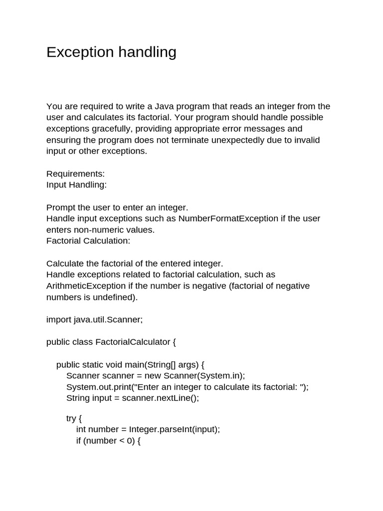 Exception Handling | PDF