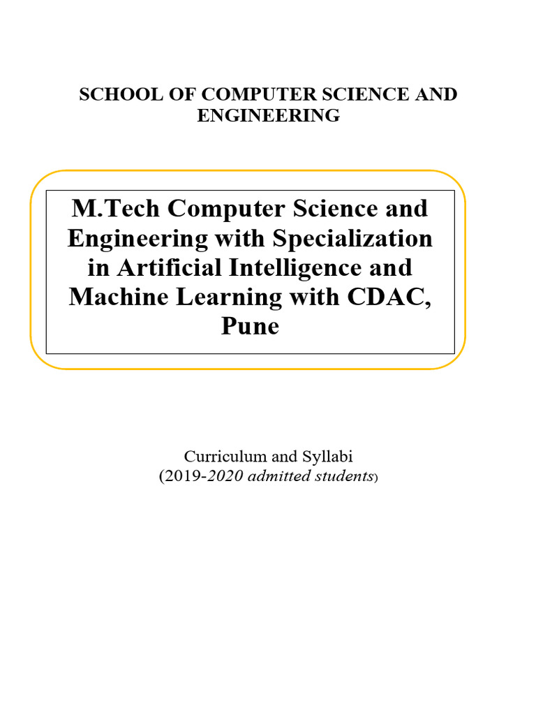 M.Tech CSE AI & ML Curriculum and Syllabus With Updated Course Code (2020-2021) Without SLO | PDF