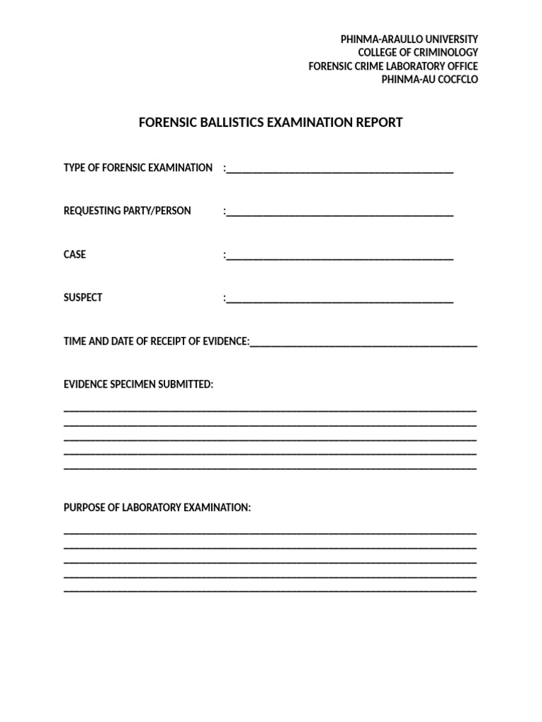 Forensic Ballistics Examination Report | PDF