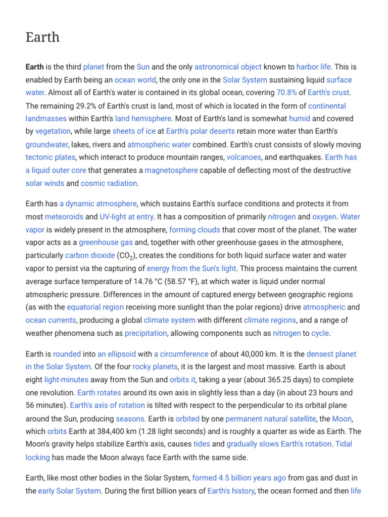 Earth - Wikipedia | PDF