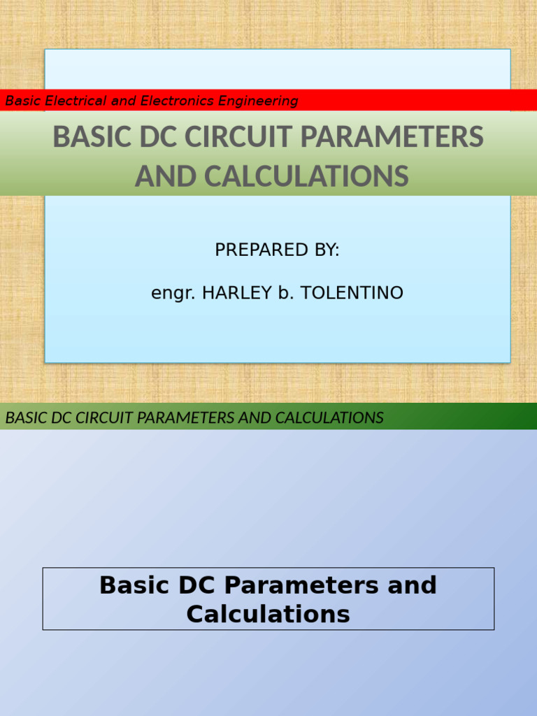 Basic EE - Basic DC Circuit Parameters and Calculations | PDF